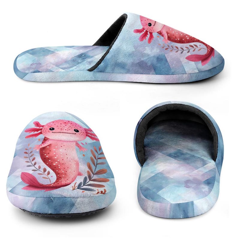 Pink Axolotl Slippers, Hollandy Women's Slippers, Indoor Shoes ...