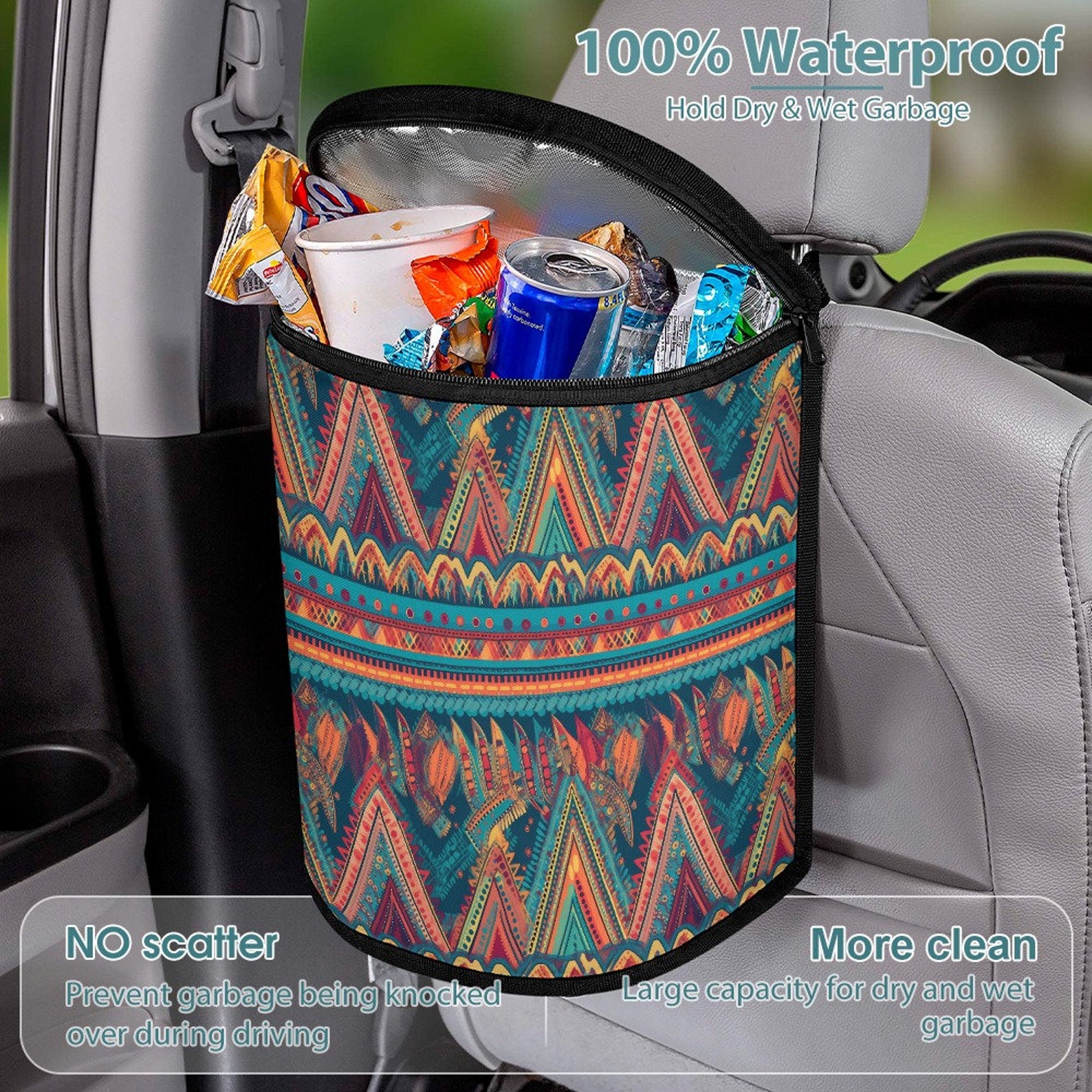 Car Bin, Boho Car Accessories, Car Garbage Bag, Pretty Trash Can, Car ...