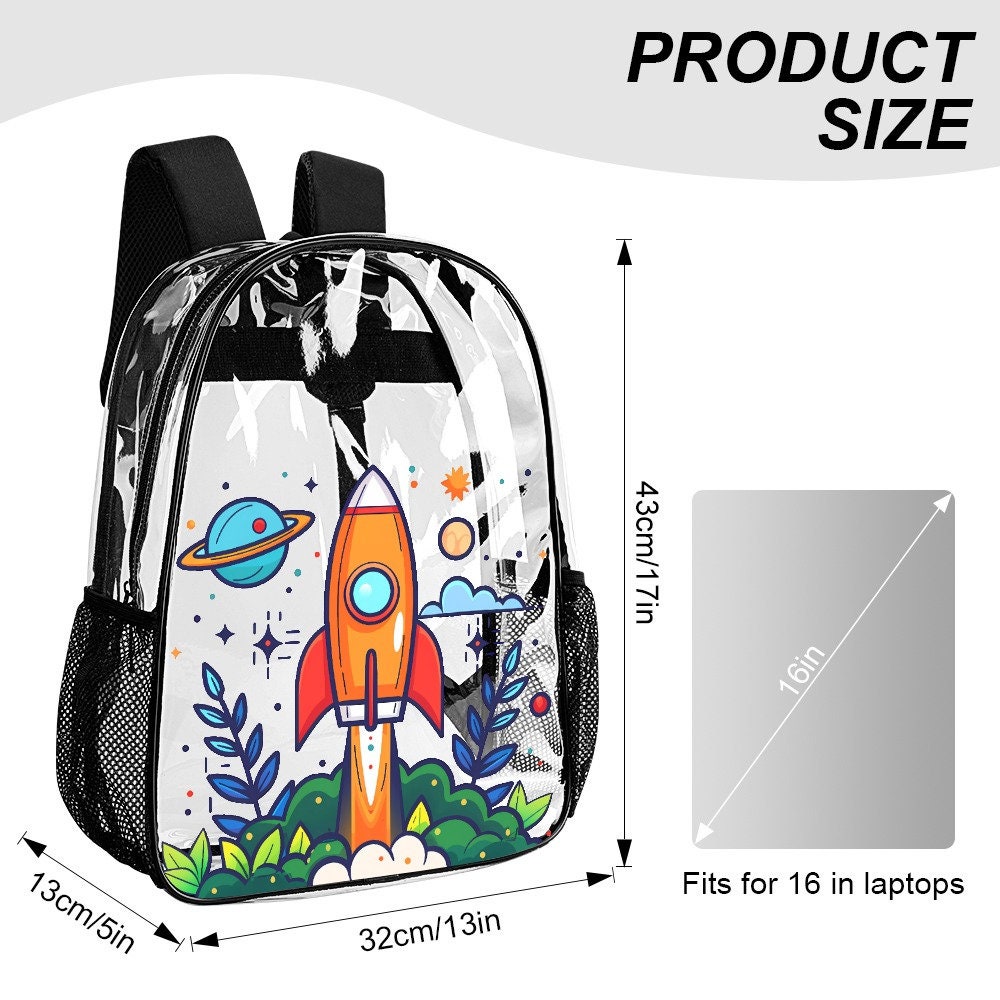 Rocket-themed Backpack, Transparent Backpack, See Through Rucksack ...