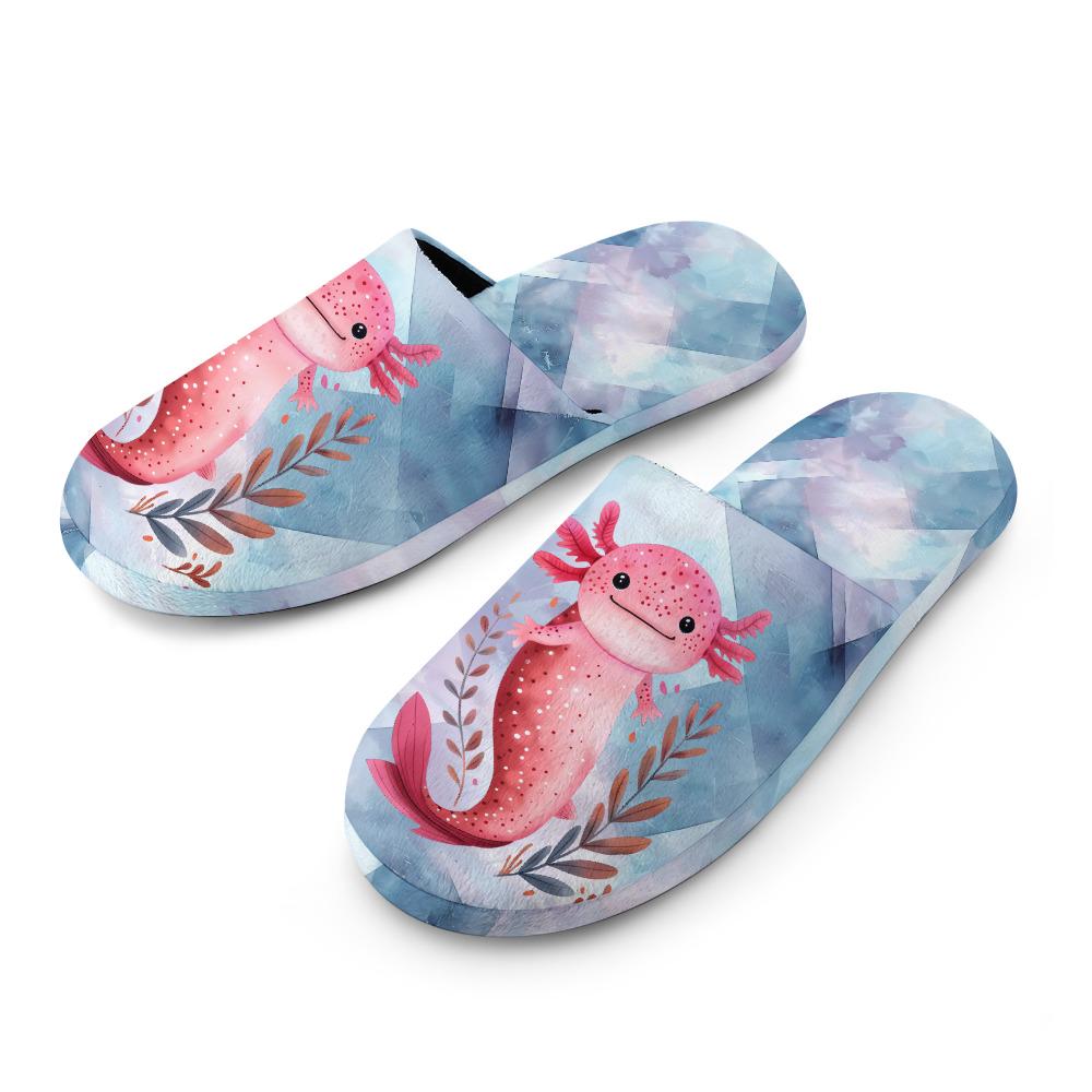Pink Axolotl Slippers, Hollandy Women's Slippers, Indoor Shoes ...