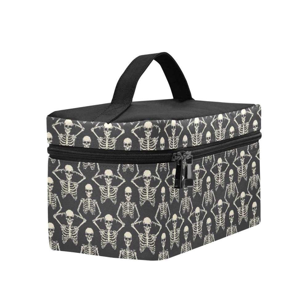 Dark Skeletons Cosmetic Travel Case: Floral Makeup Bag, Gothic Makeup ...