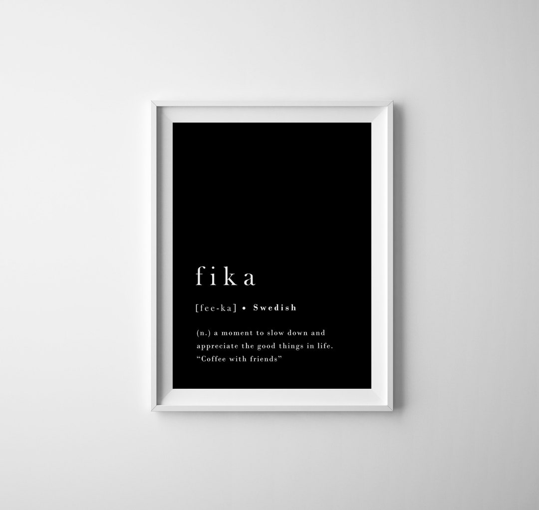 Fika Definition Print Swedish Quote Wall Art Poster Quote - Etsy
