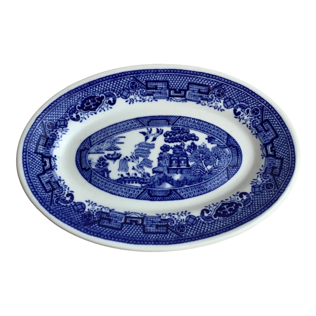 Vintage Blue Willow Walker China Small Oval Platter - Etsy
