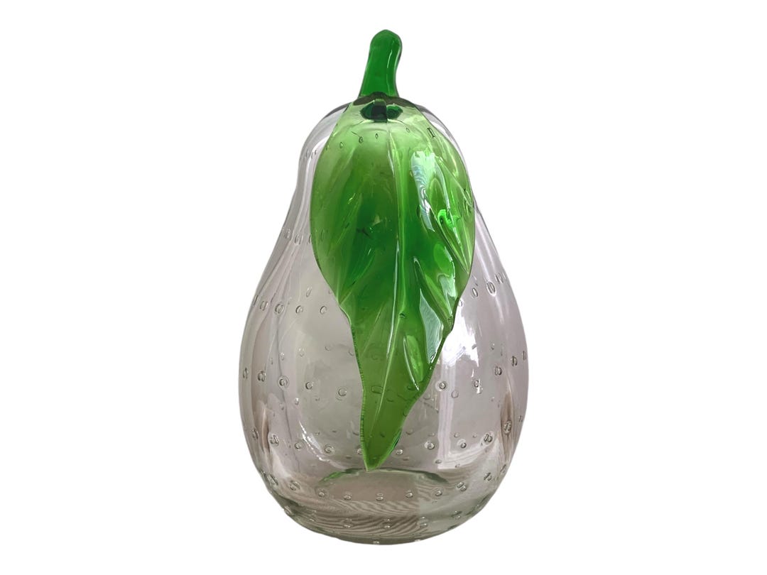 Italian Murano Glass Emerald Green Pear Controlled Bubbles Bookend - Etsy