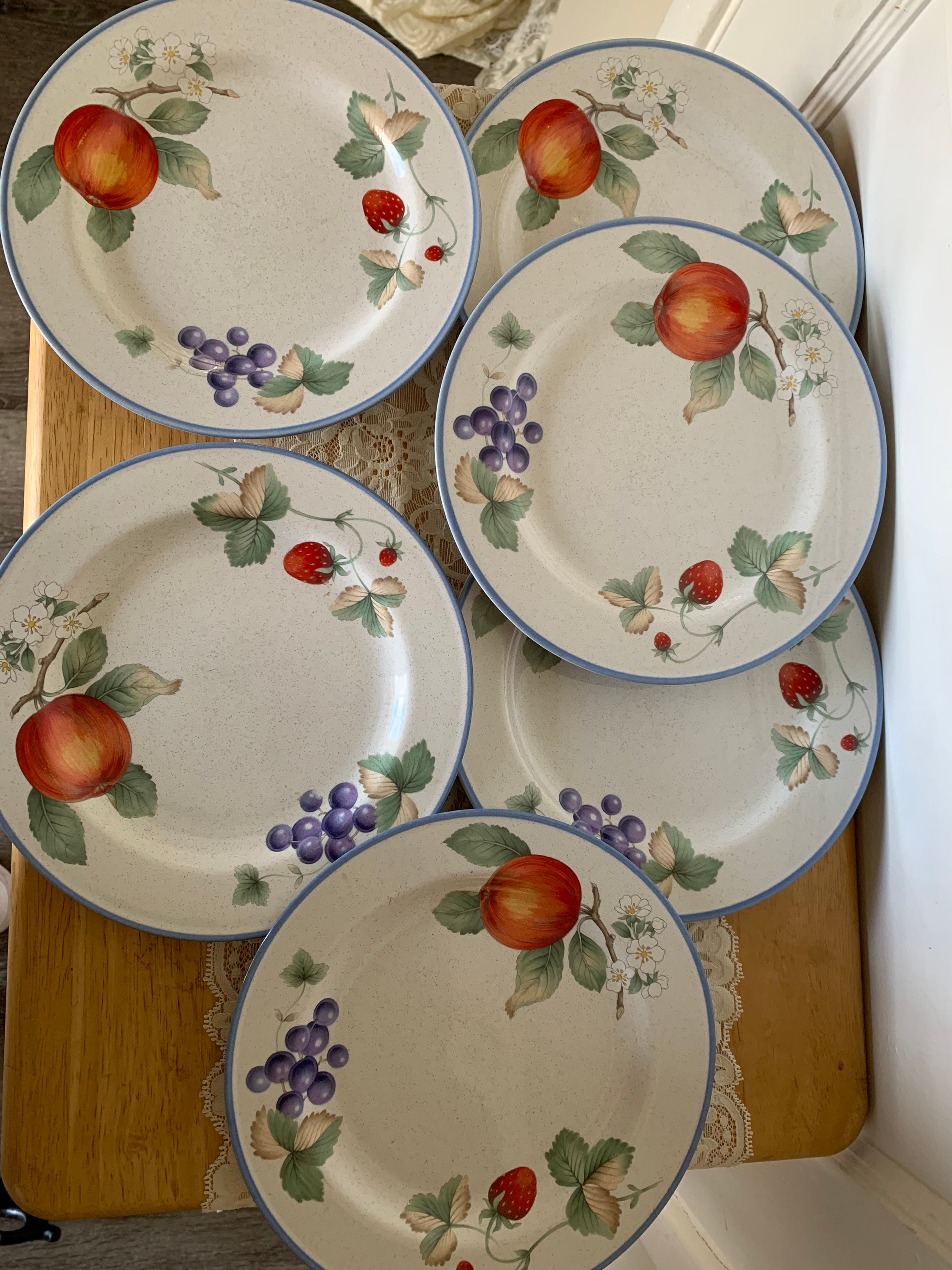 Set of 6 Savoir Vivre Luscious Fruit/flower Salad Dessert Plates & 1 ...