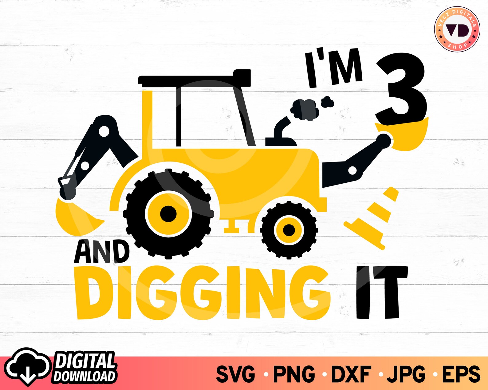 I'm 3 and Digging It SVG Birthday 3rd Birthday Boy - Etsy