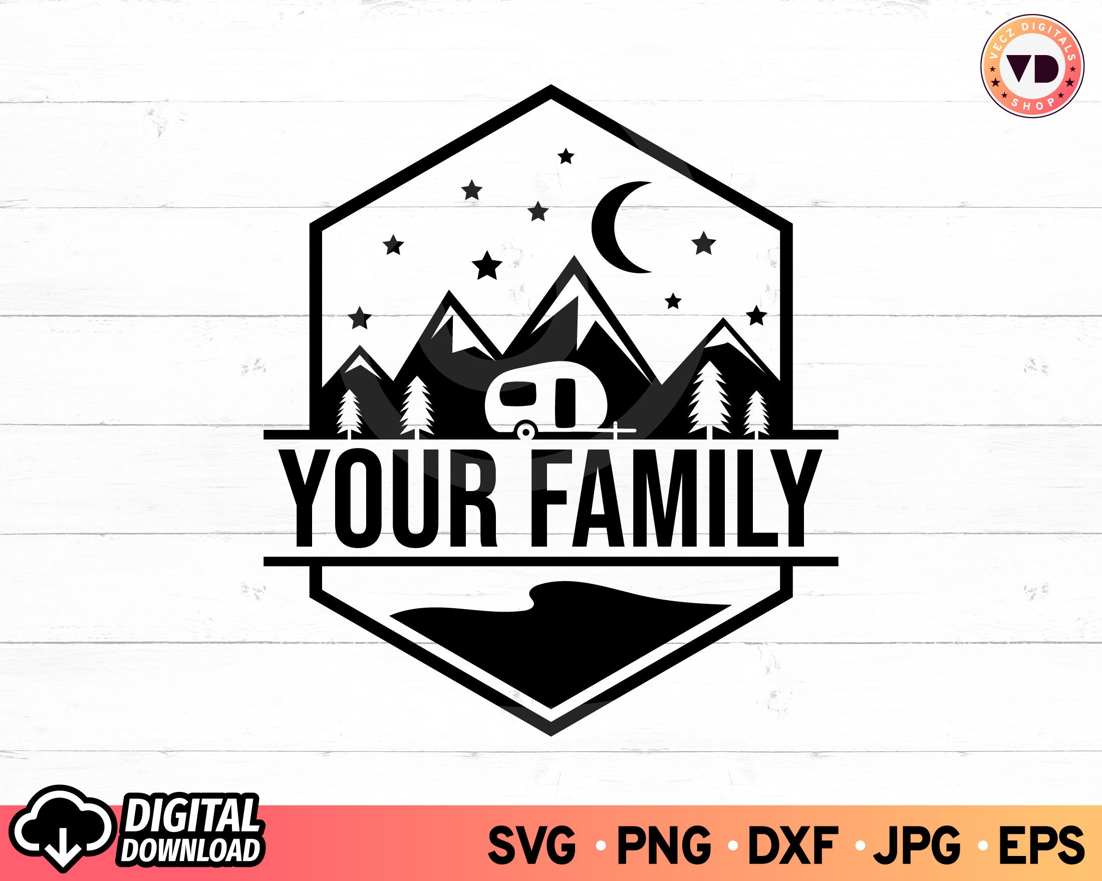 Camper Family Name Split Monogram SVG Camping SVG Camp Life - Etsy