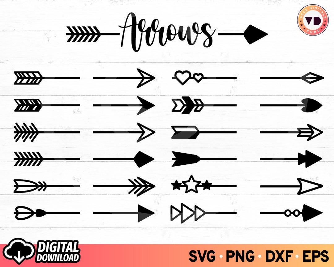 Arrow SVG Bundle: Split, Heart, Feather Arrow Clipart (digital Download) - Etsy