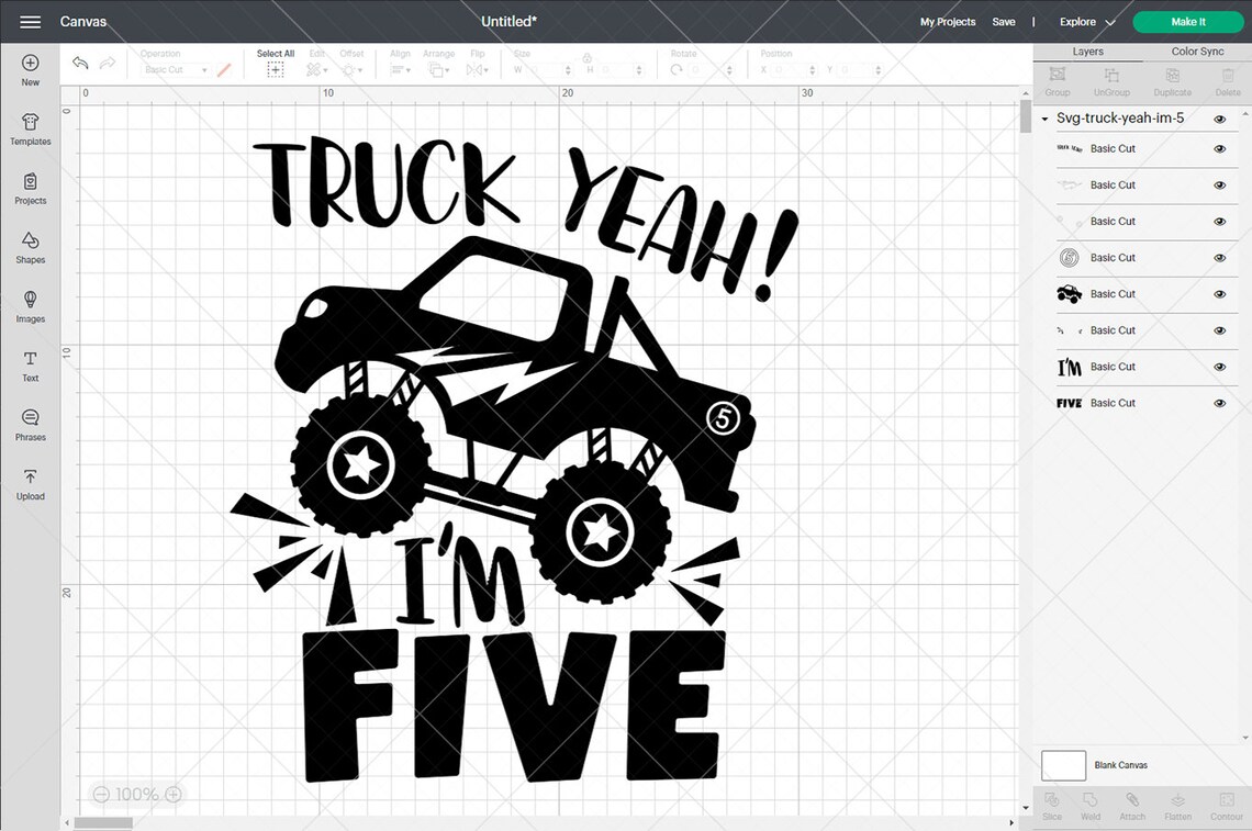 Truck Yeah I'm 5 Birthday SVG 5th Birthday Boy Truck - Etsy