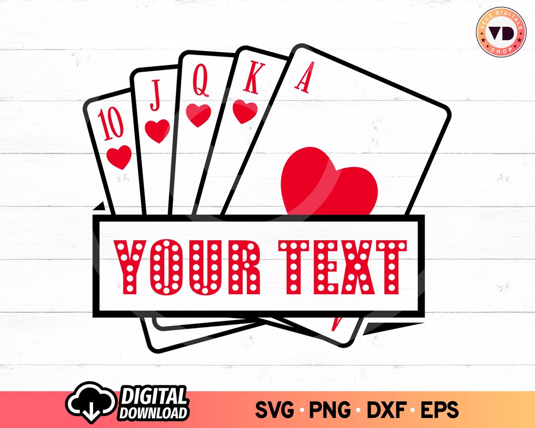 Heart Royal Straight Flush SVG, Playing Card Name Frame Svg, Gambling ...