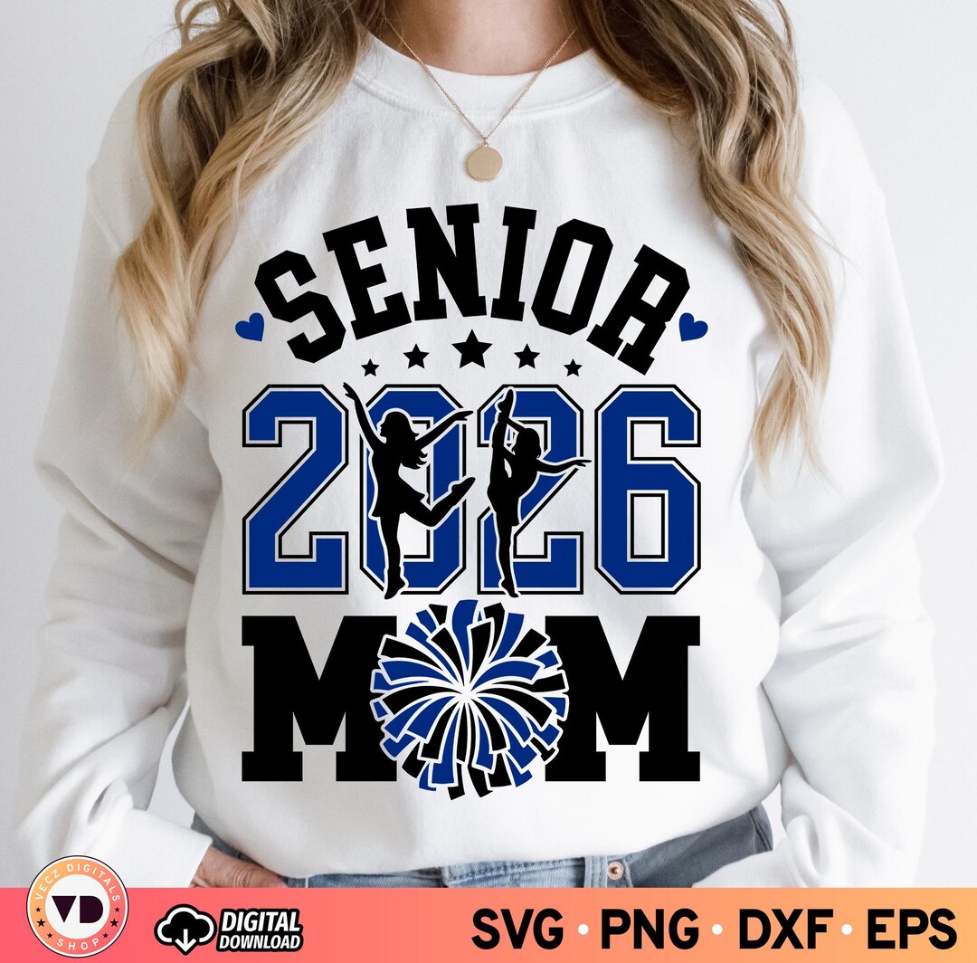 Senior Cheer Mom 2026 SVG PNG: Royal Blue Cheerleader Design (digital ...
