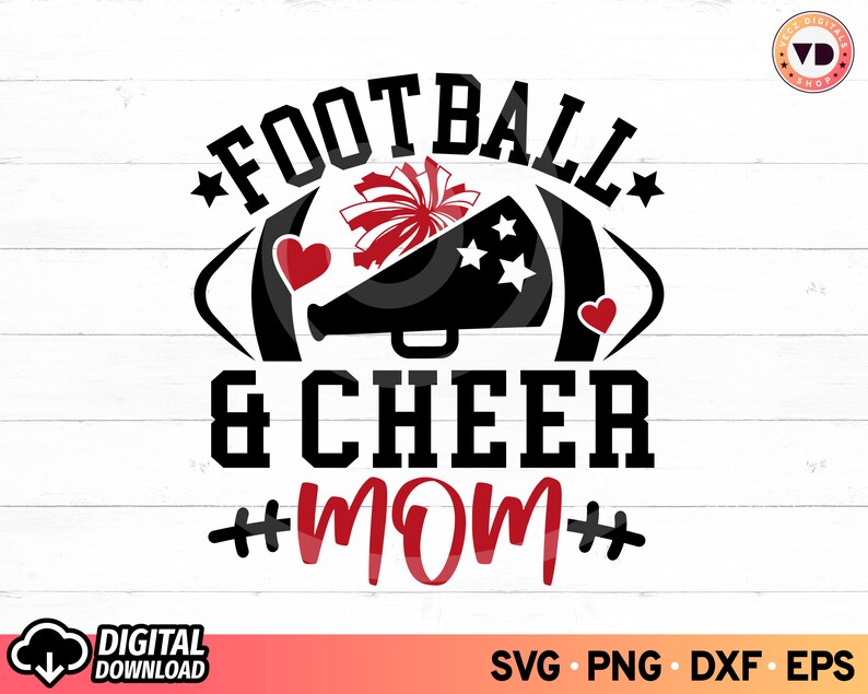 Football And Cheer Mom Svg Cheer Megaphone Svg Football Mom Etsy