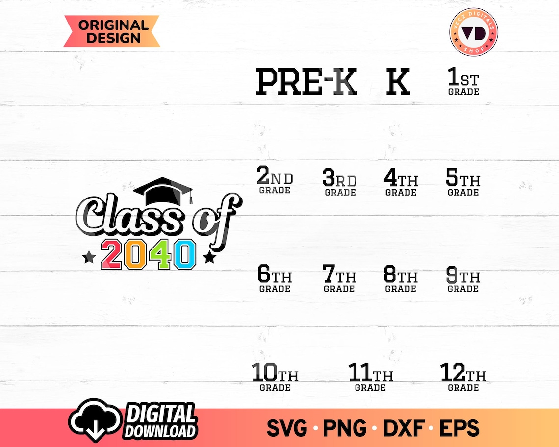 Class of 2040 Handprint SVG PNG: Grow With Me School Shirt Design ...
