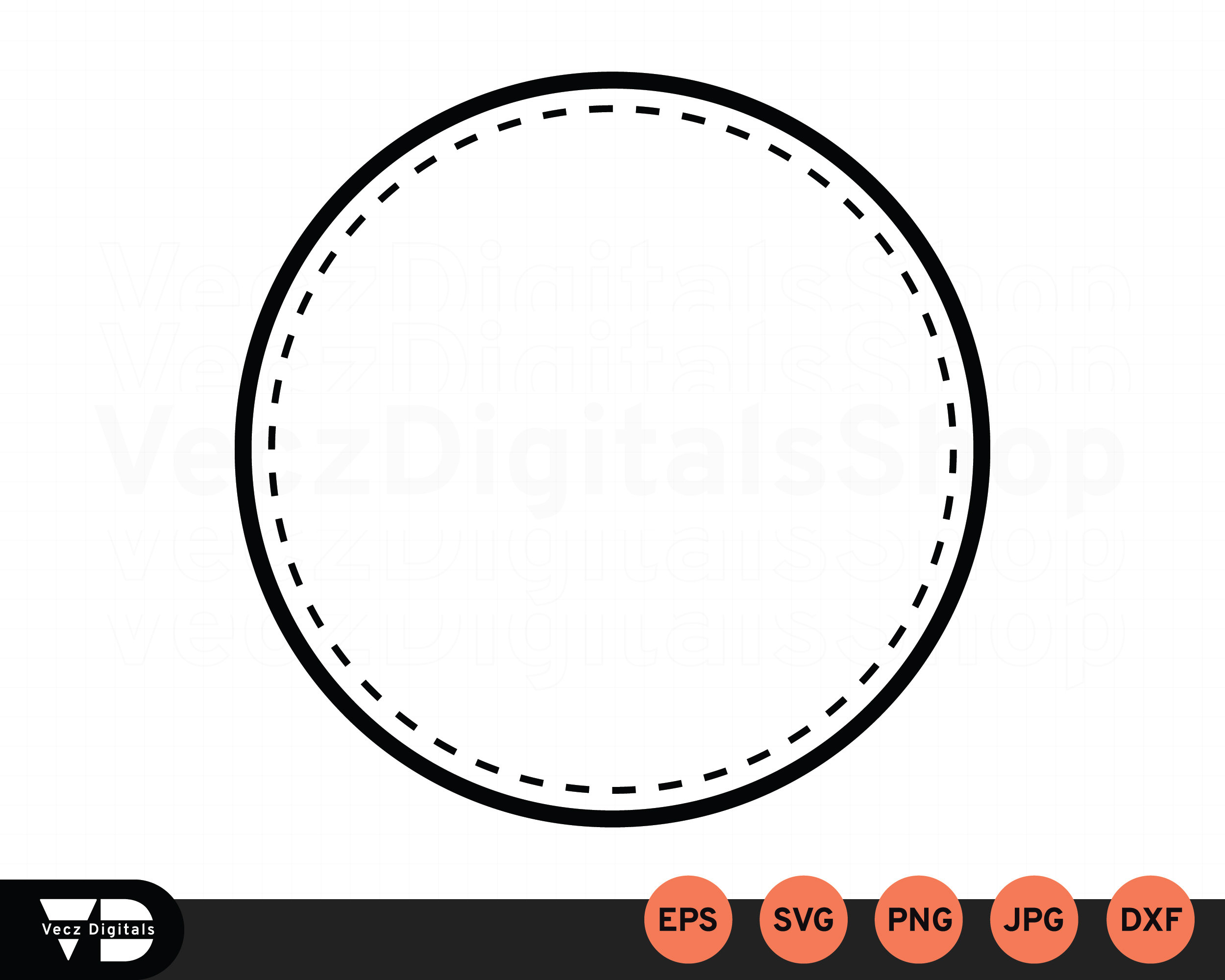 Stitch Circle Frame SVG Circle SVG Circle Monogram SVG Stam | Etsy