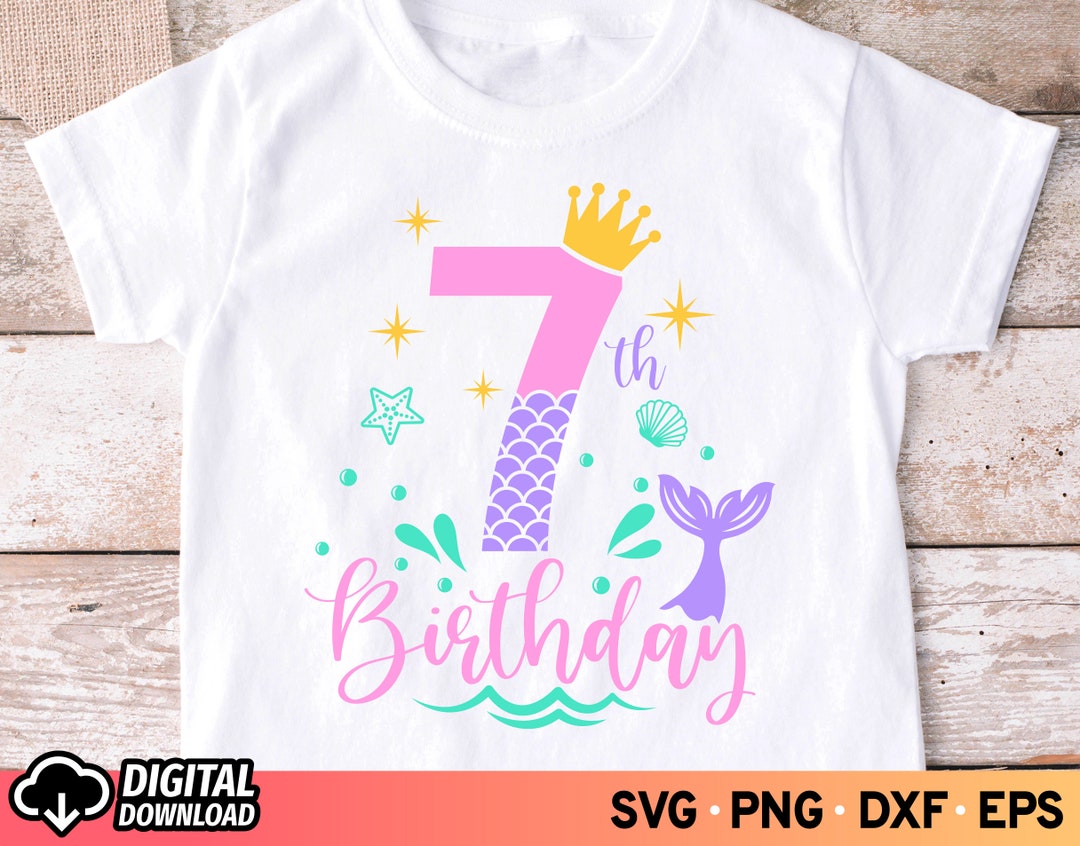 7th Birthday Mermaid SVG, Mermaid Tail SVG, Mermaid Birthday SVG ...