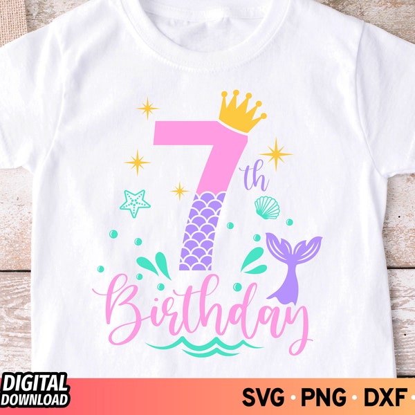 7th Mermaid Birthday Invitations - Etsy