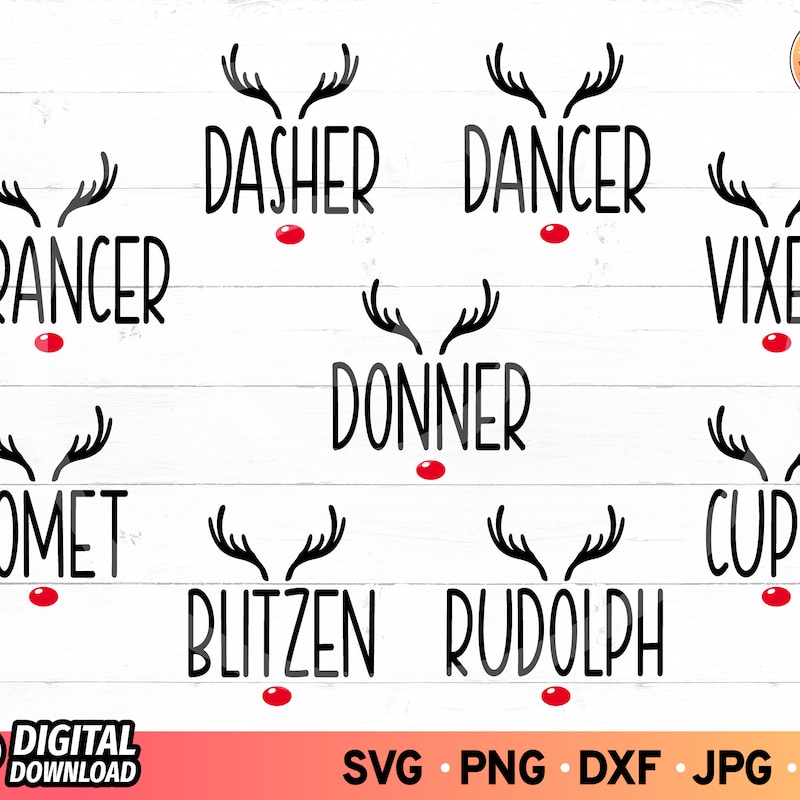 Reindeer Names Svg - Etsy
