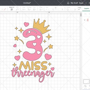 Miss Threenager SVG, Miss 3 Nager Svg, 3rd Birthday Svg, Birthday Girl ...