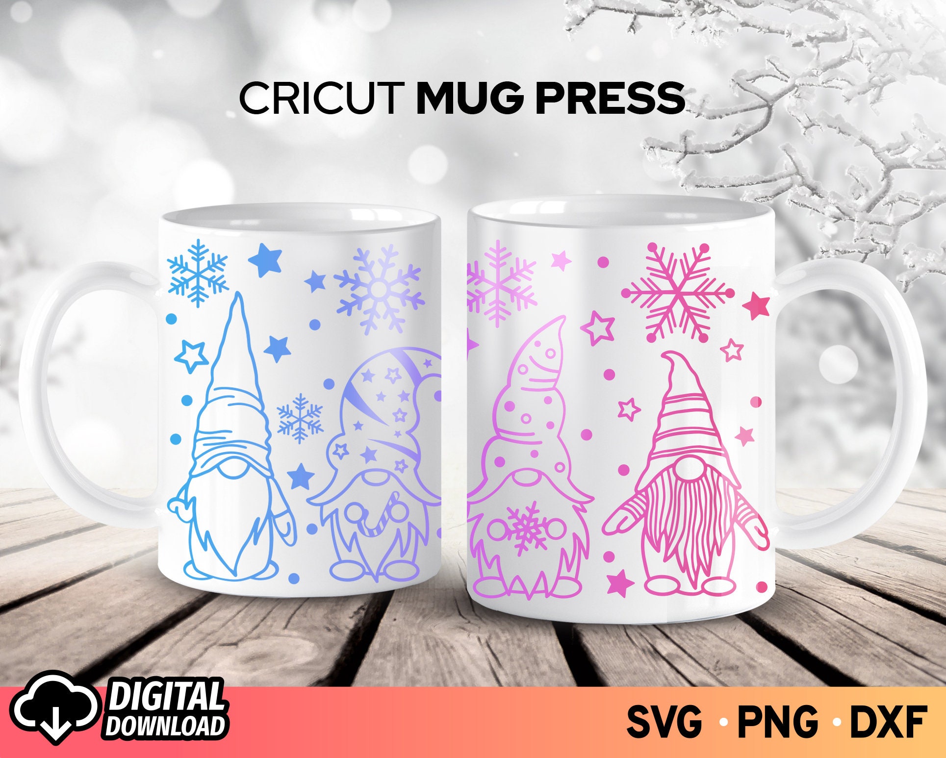Cricut Mug Press SVG Christmas Christmas Gnome Svg Mug Wrap | Etsy