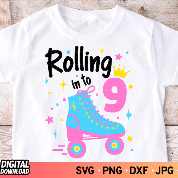 Rolling Into 9 Birthday Svg - Etsy