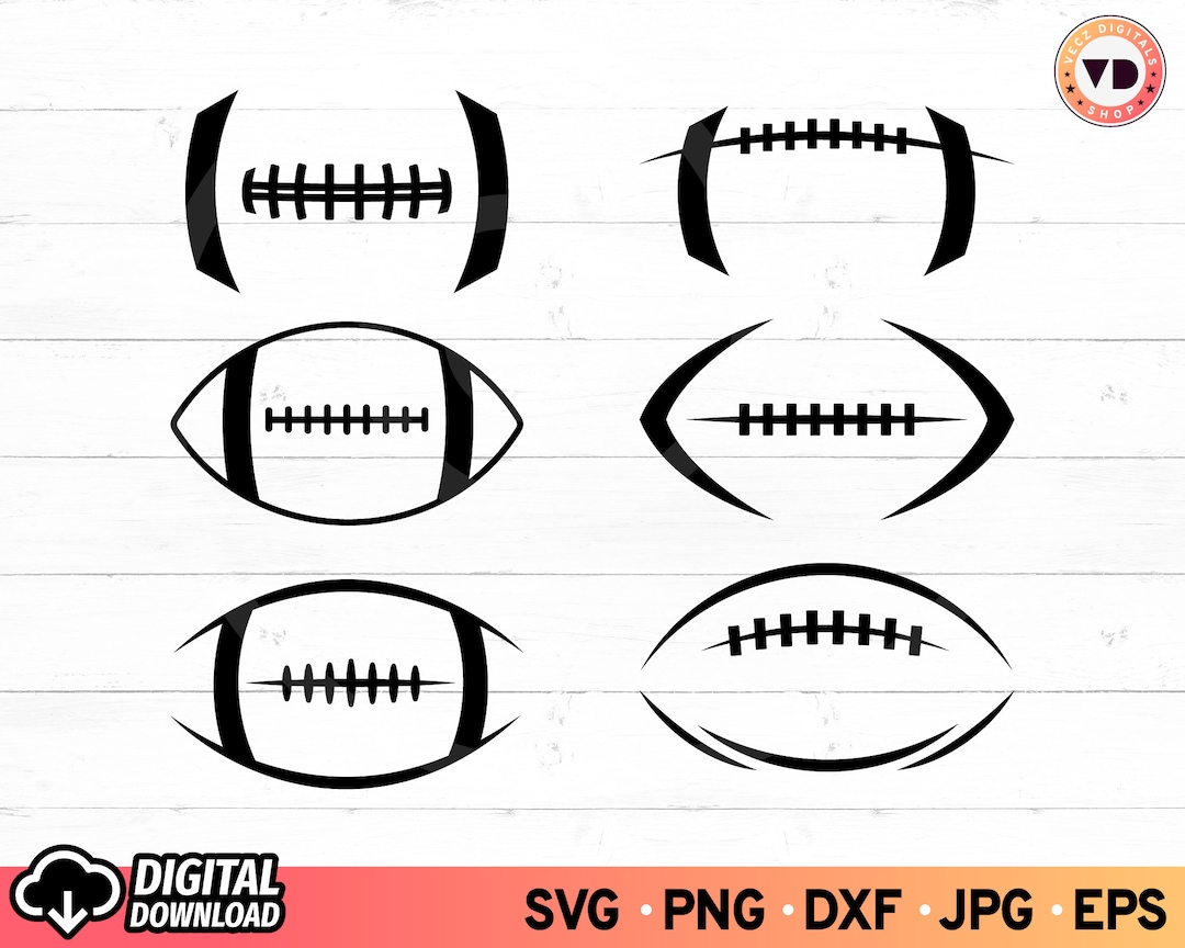 Football Laces SVG File Bundle, Football Outline SVG, Football Stitches ...