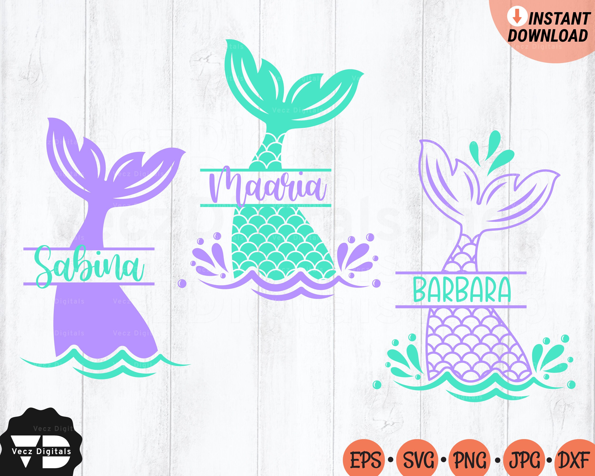 Mermaid Tail Name SVG Mermaid Tail SVG Mermaid SVG Mermaid - Etsy