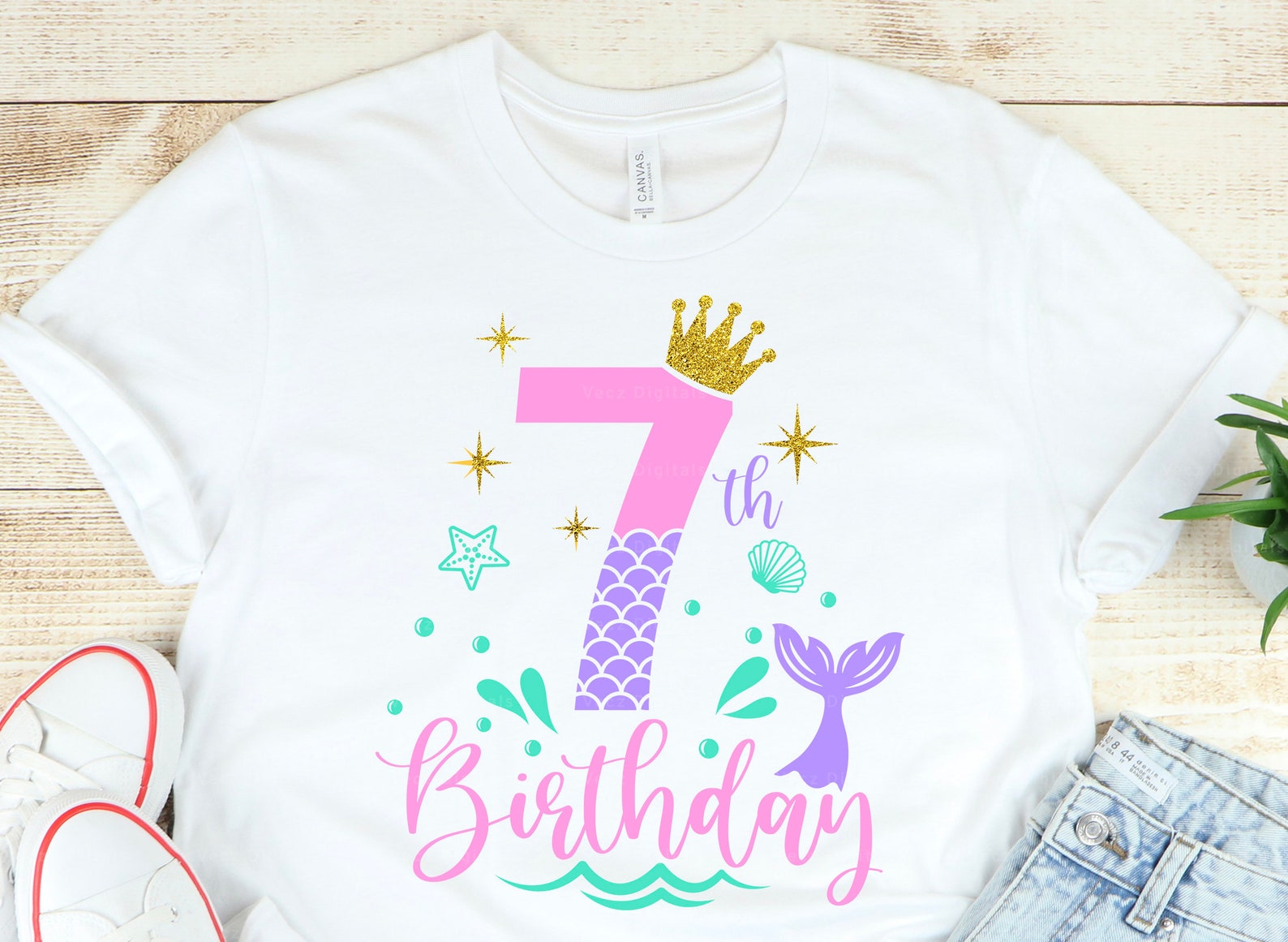 7th Birthday Mermaid SVG Mermaid Tail SVG Mermaid Birthday - Etsy