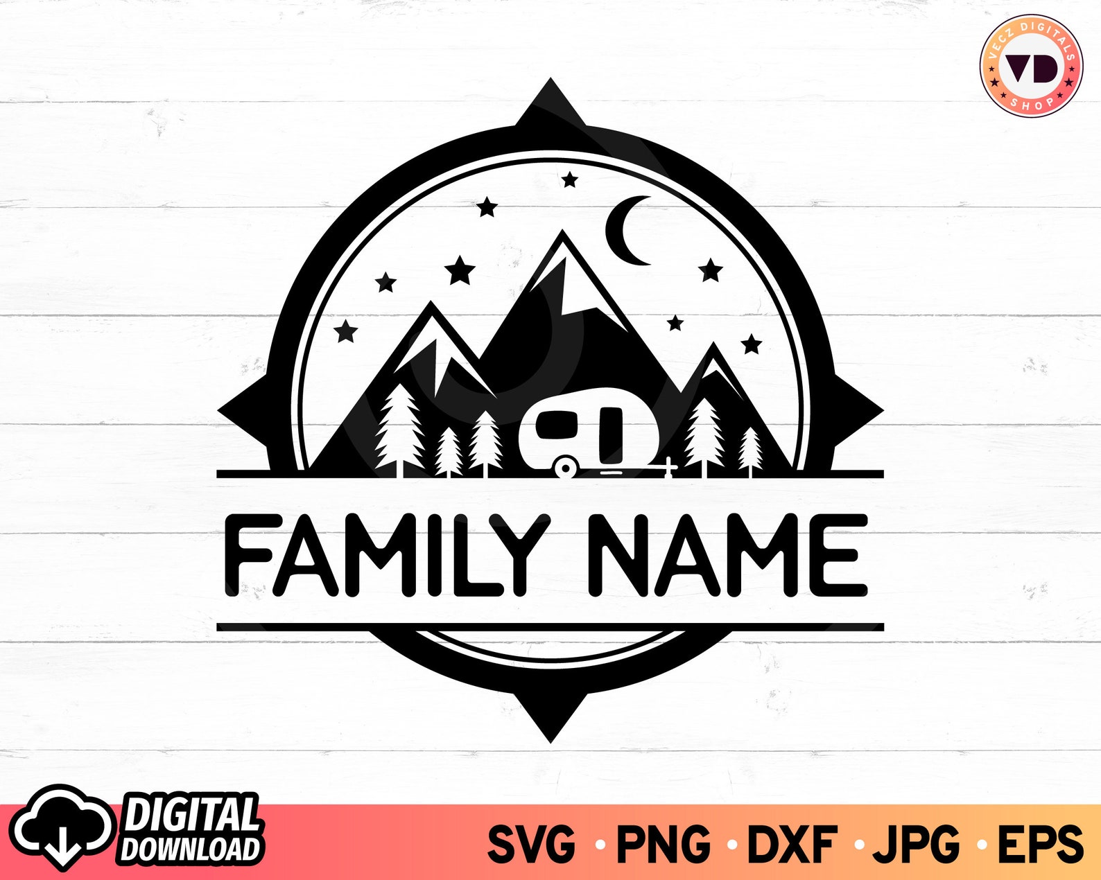 Camper Family Name Split Monogram SVG Camping Svg Camp Life - Etsy