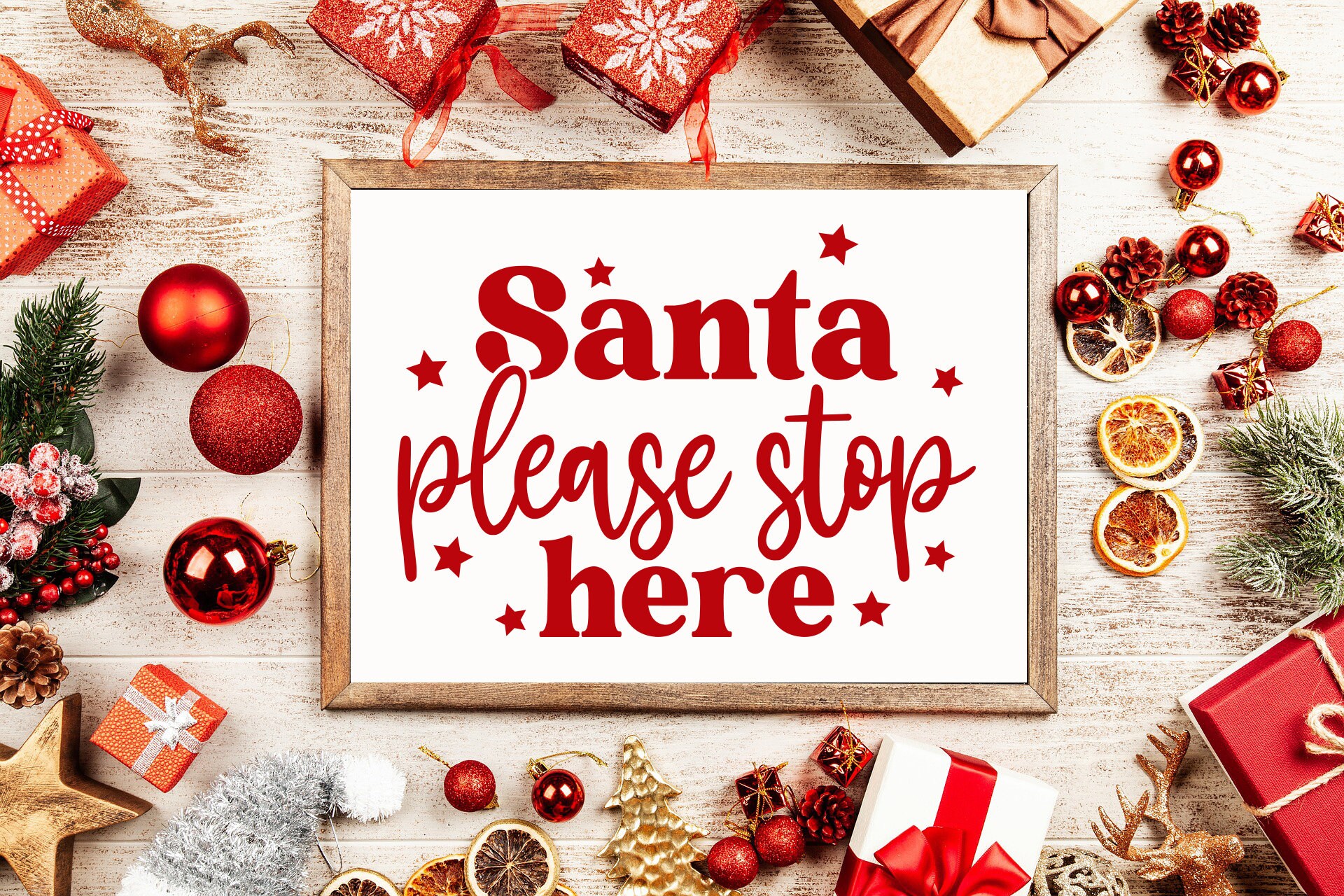 Santa Please Stop Here Sign SVG: Christmas Door Sign, Cricut Cut File ...