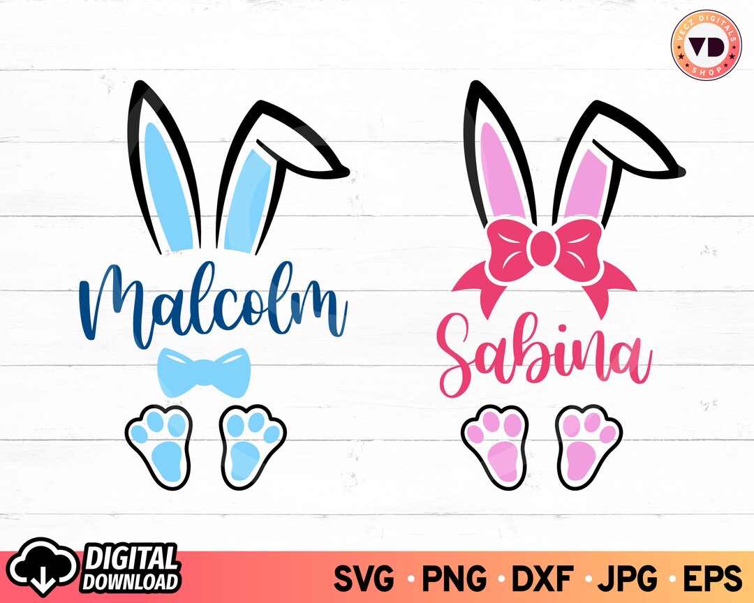 Bunny Name SVG, Easter Monogram Svg, Bunny Feet Svg, Easter Ears Svg ...