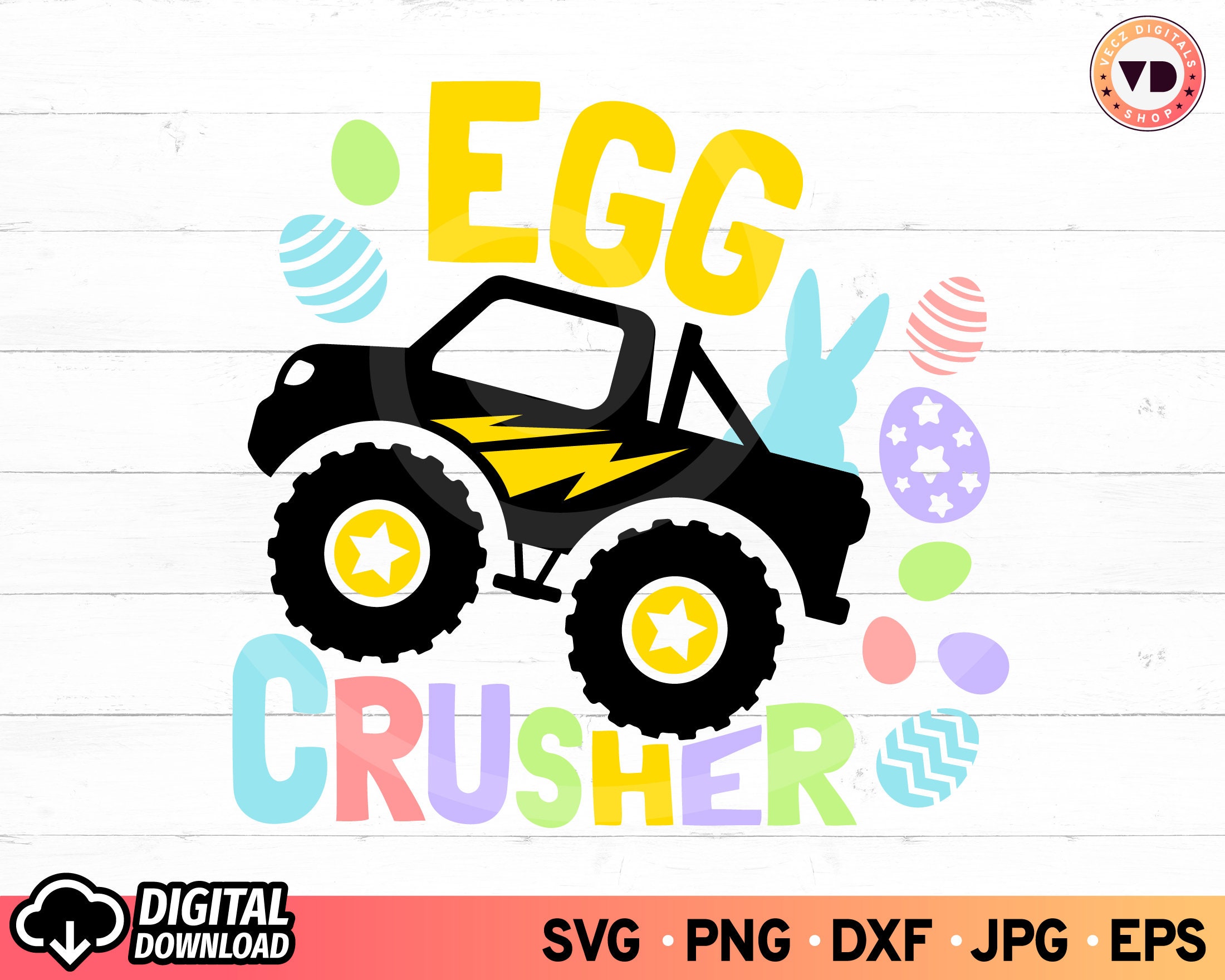 Egg Crusher SVG Boy Easter SVG Truck Easter Svg for Kids - Etsy