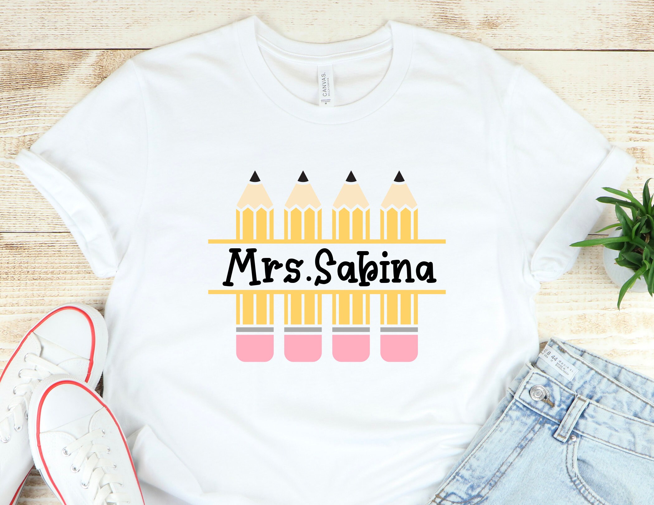 Pencil Name Frame SVG Teacher SVG Back to School SVG Split | Etsy