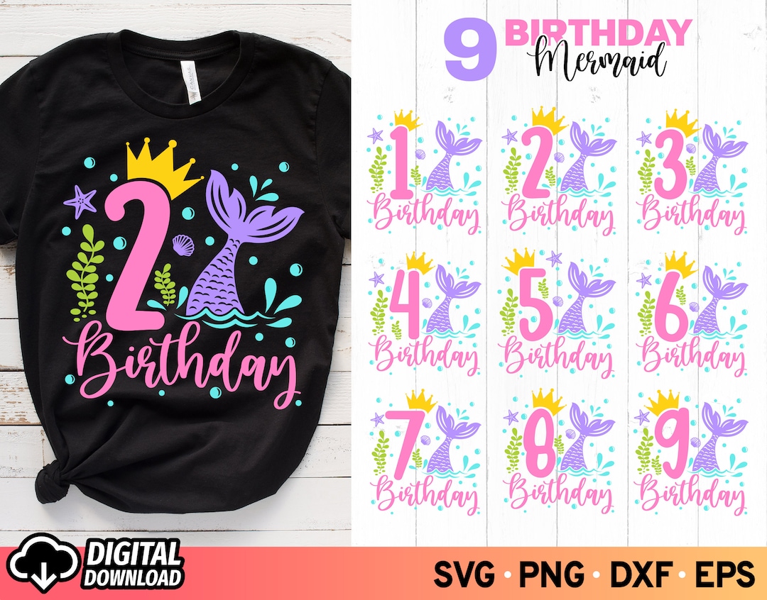Mermaid Birthday SVG Bundle, Mermaid Tail SVG, Mermaid Birthday SVG ...