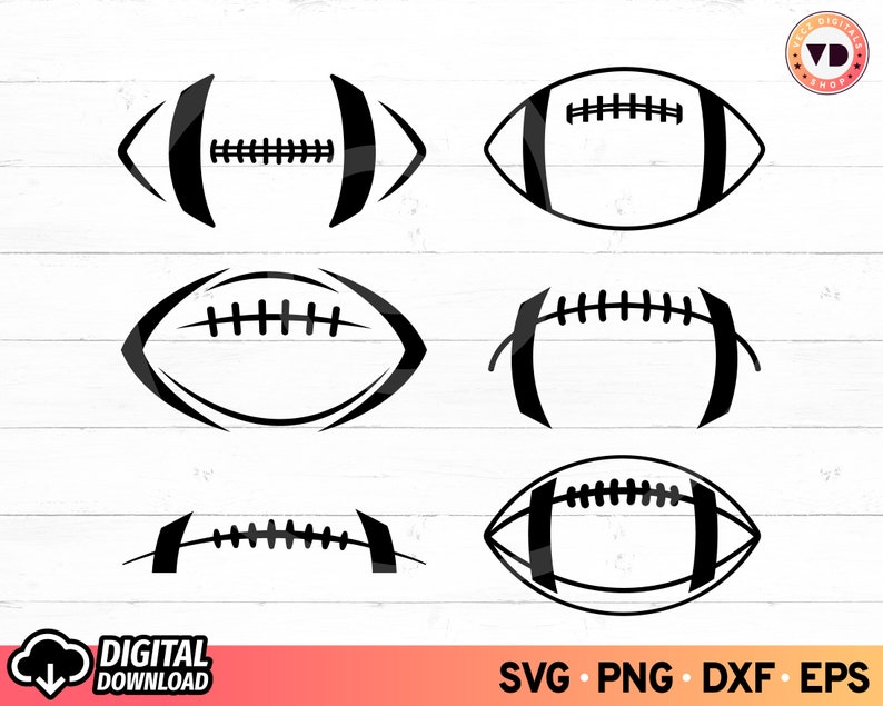Football Laces SVG File Bundle, Football Mom Outline SVG, Football ...