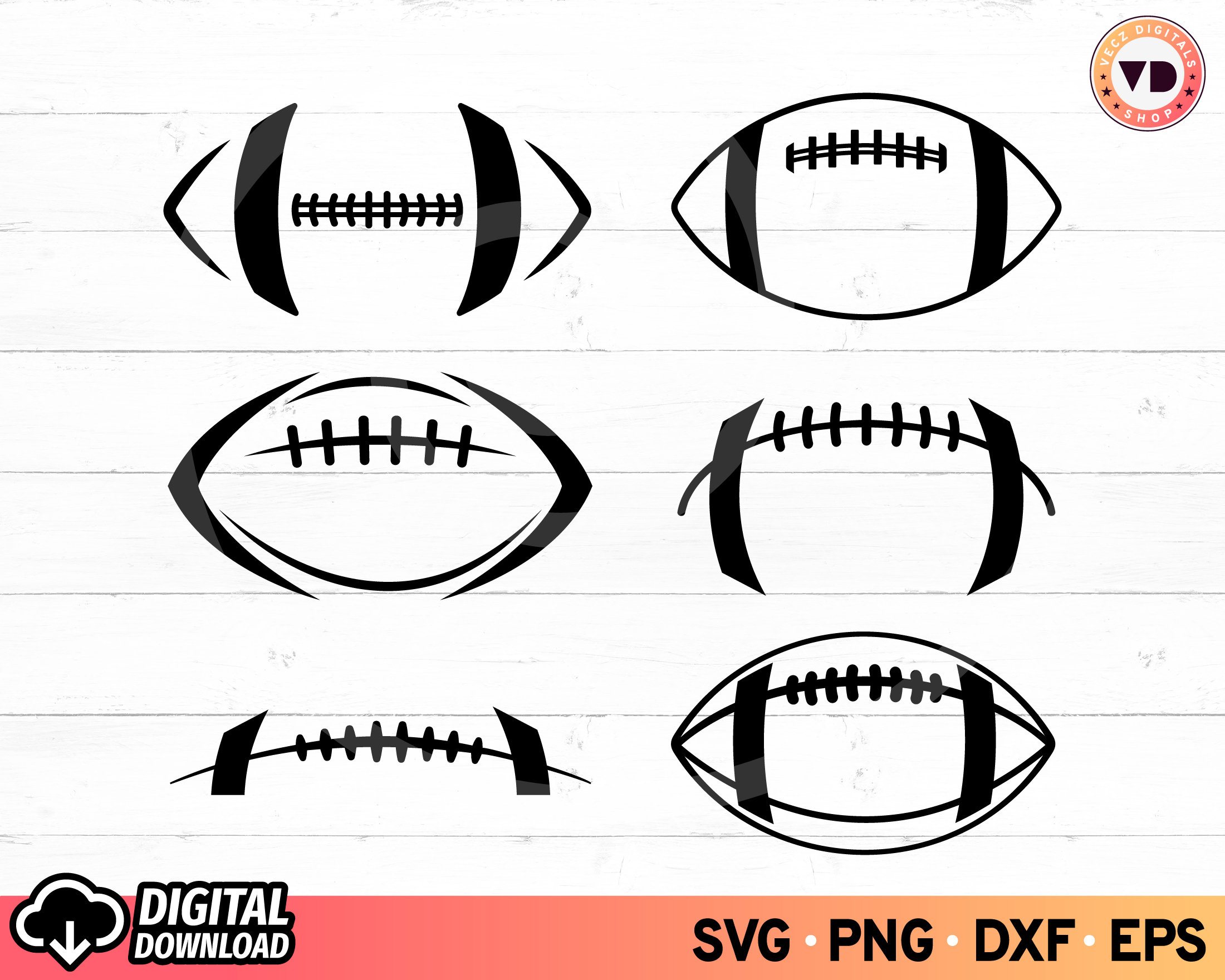 Football Laces SVG File Bundle, Football Mom Outline SVG, Football ...