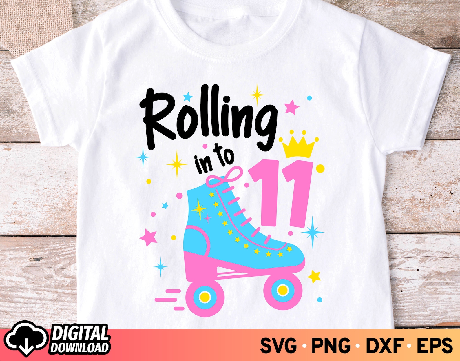 Rolling Into 11 SVG Roller Skate Svg 11th Birthday Svg - Etsy