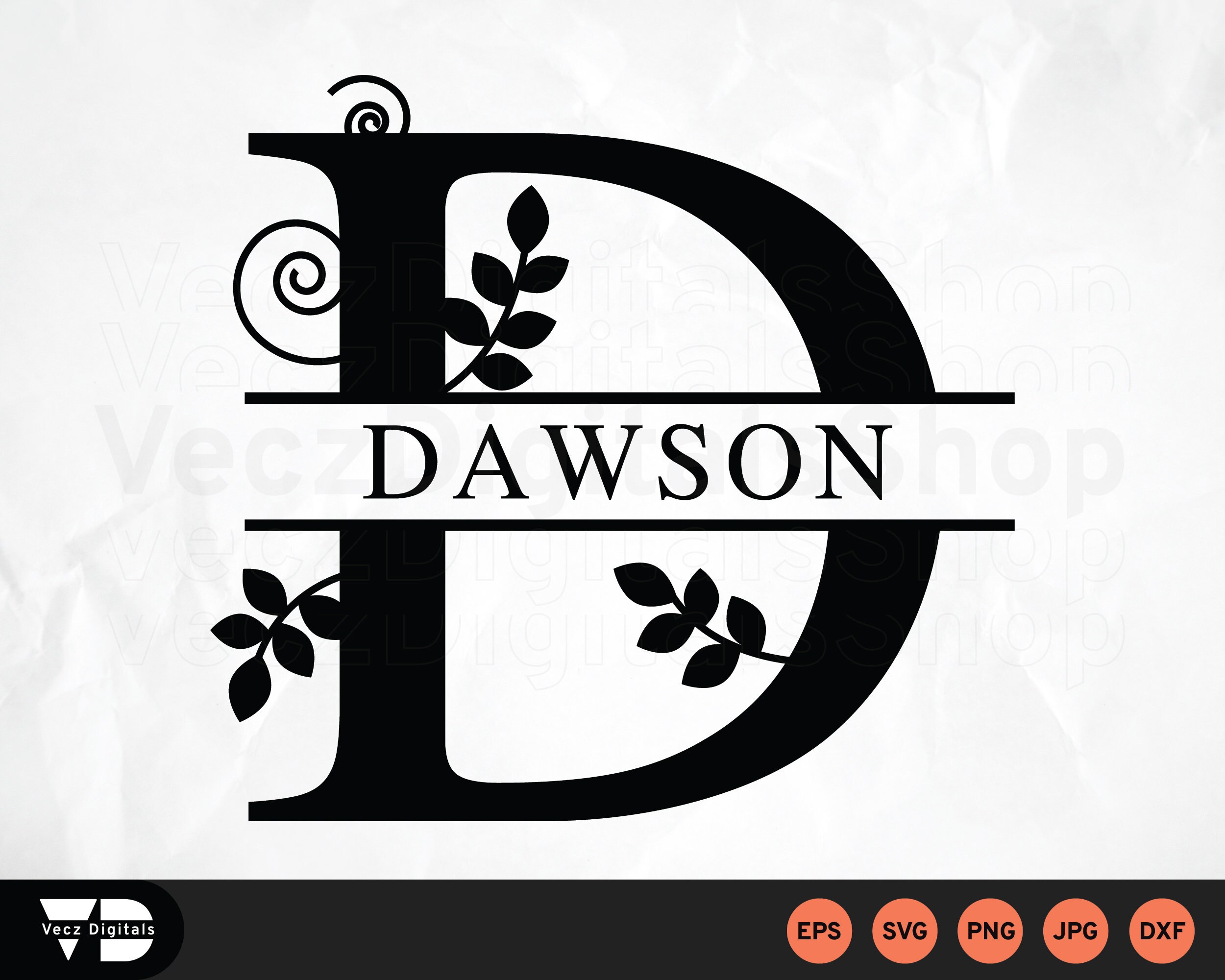 Split Letter Monogram SVG Monograms SVG Split Letter D SVG | Etsy