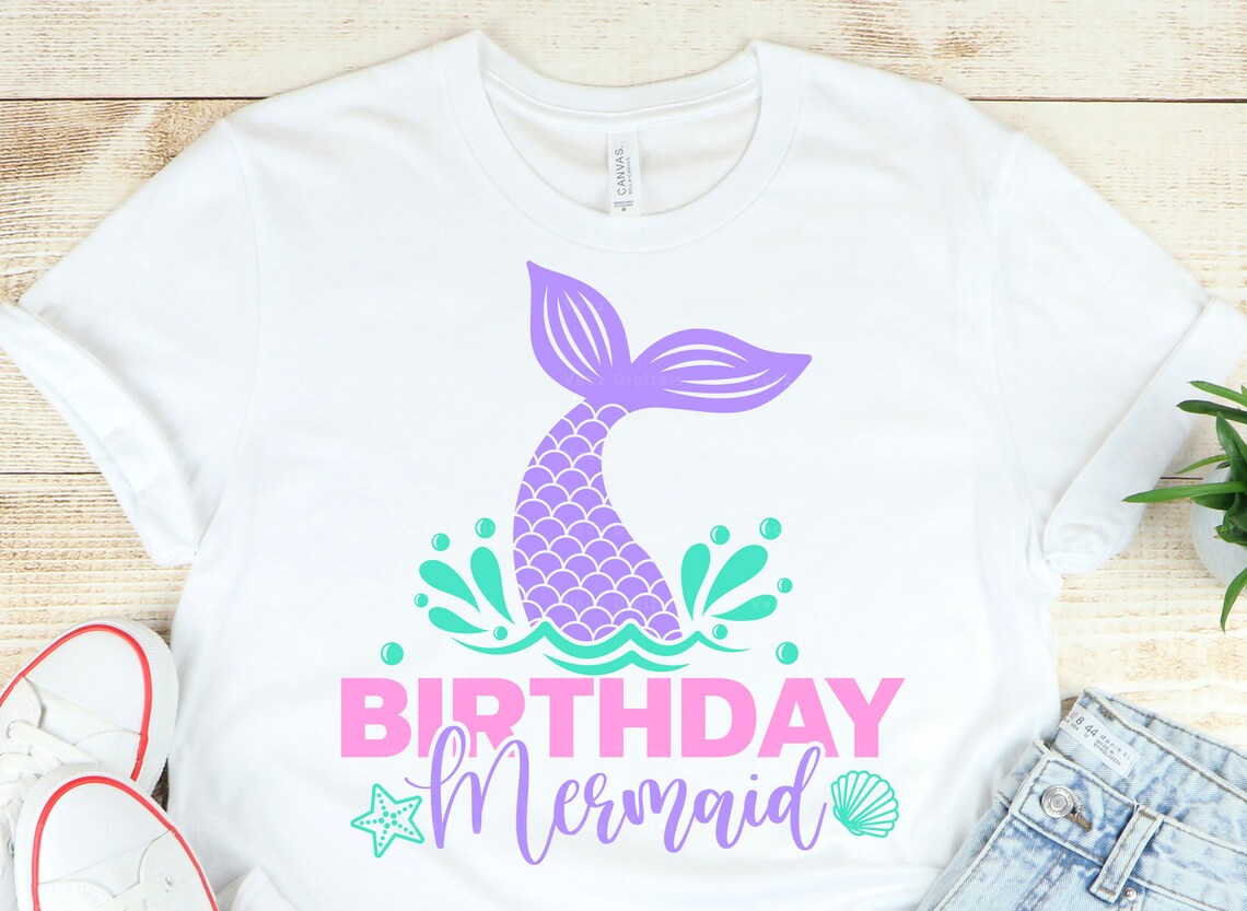 Mermaid Birthday SVG Mermaid Tail SVG Birthday Girl Svg | Etsy