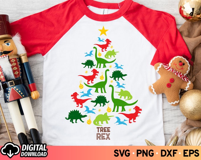 Tree Rex SVG PNG: Dinosaur Christmas Tree Cut Files Cricut (digital ...