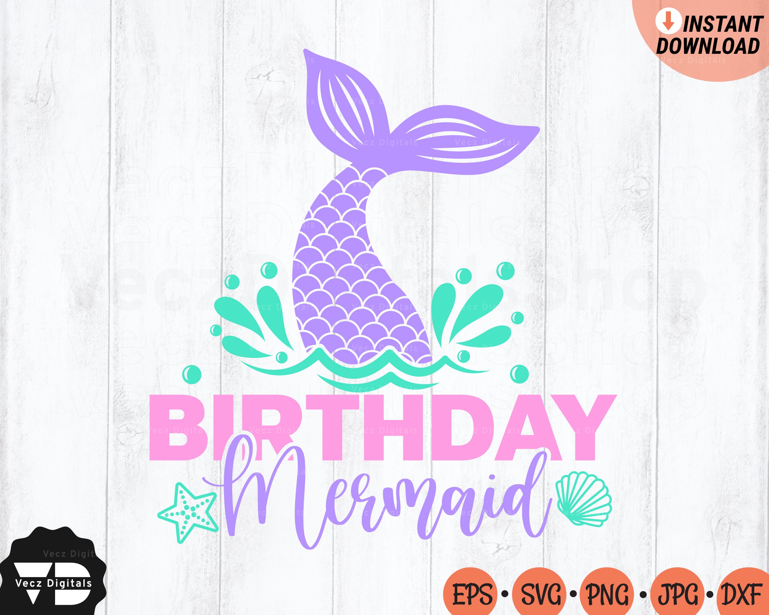 Mermaid Birthday SVG Mermaid Tail SVG Birthday Girl Svg | Etsy Canada