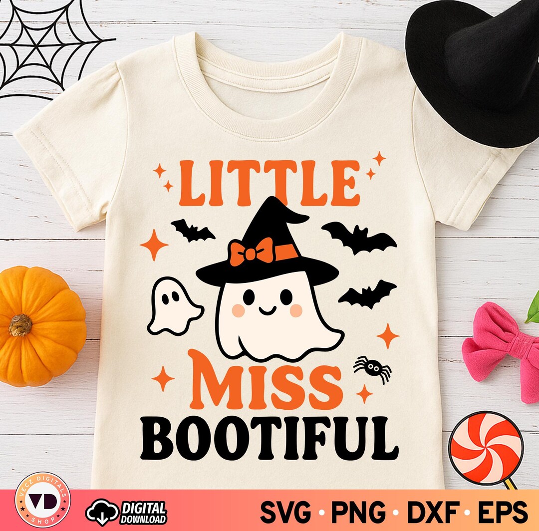 Little Miss Bootiful SVG PNG, Cute Ghost Witch Svg for Kids Toddler ...