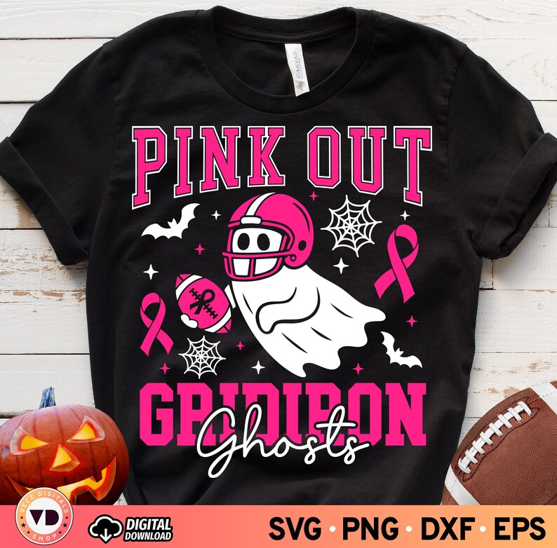 Pink Football Ghost SVG: Breast Cancer Awareness Game Day Design ...