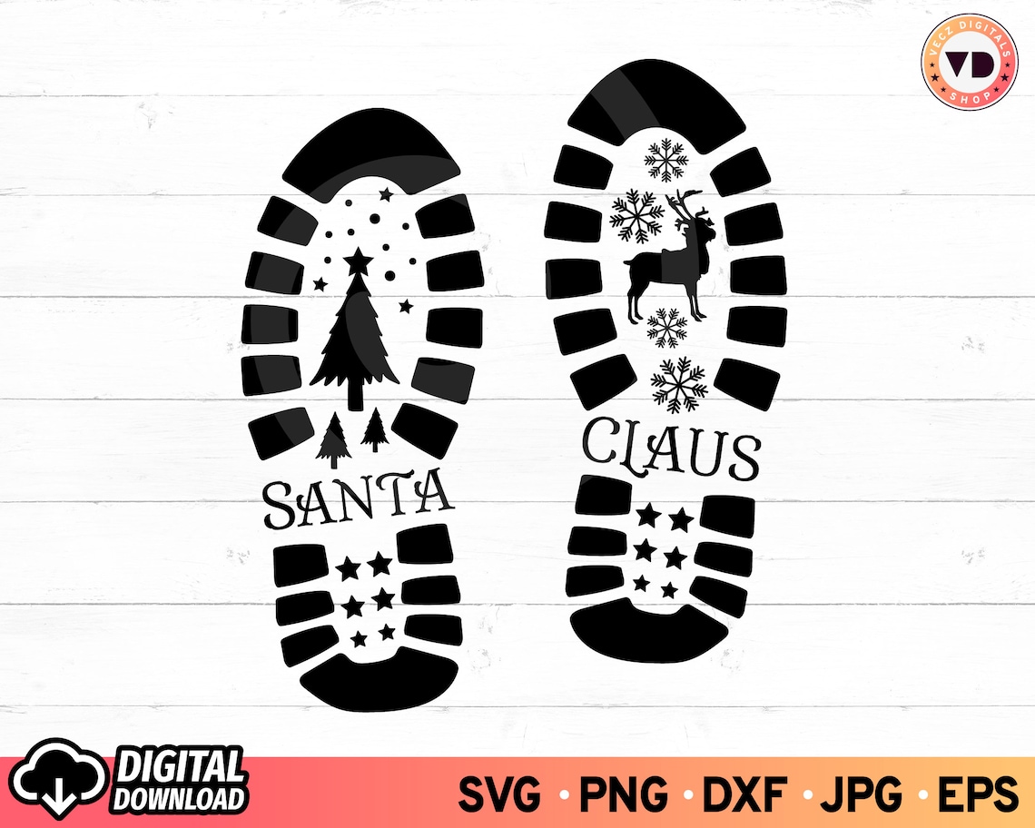 Santa Footprint SVG Santa Boot Print Svg Santa Footsteps - Etsy
