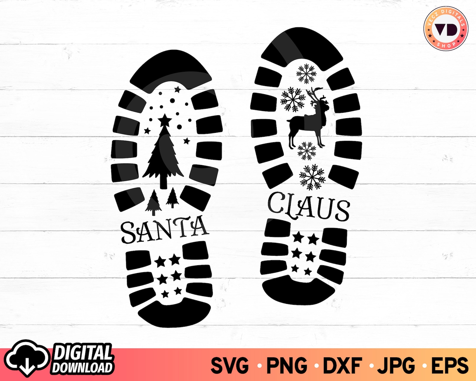 Santa Footprint SVG Santa Boot Print Svg Santa Footsteps - Etsy