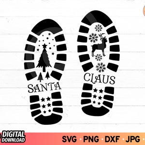 Santa Footprint SVG, Santa Boot Print Svg, Santa Footsteps, Santa ...