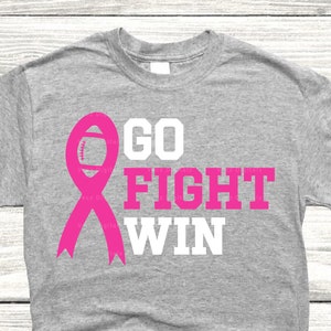 Go Fight Win Cancer Pink Ribbon SVG, Football Cancer Svg, Breast Cancer ...