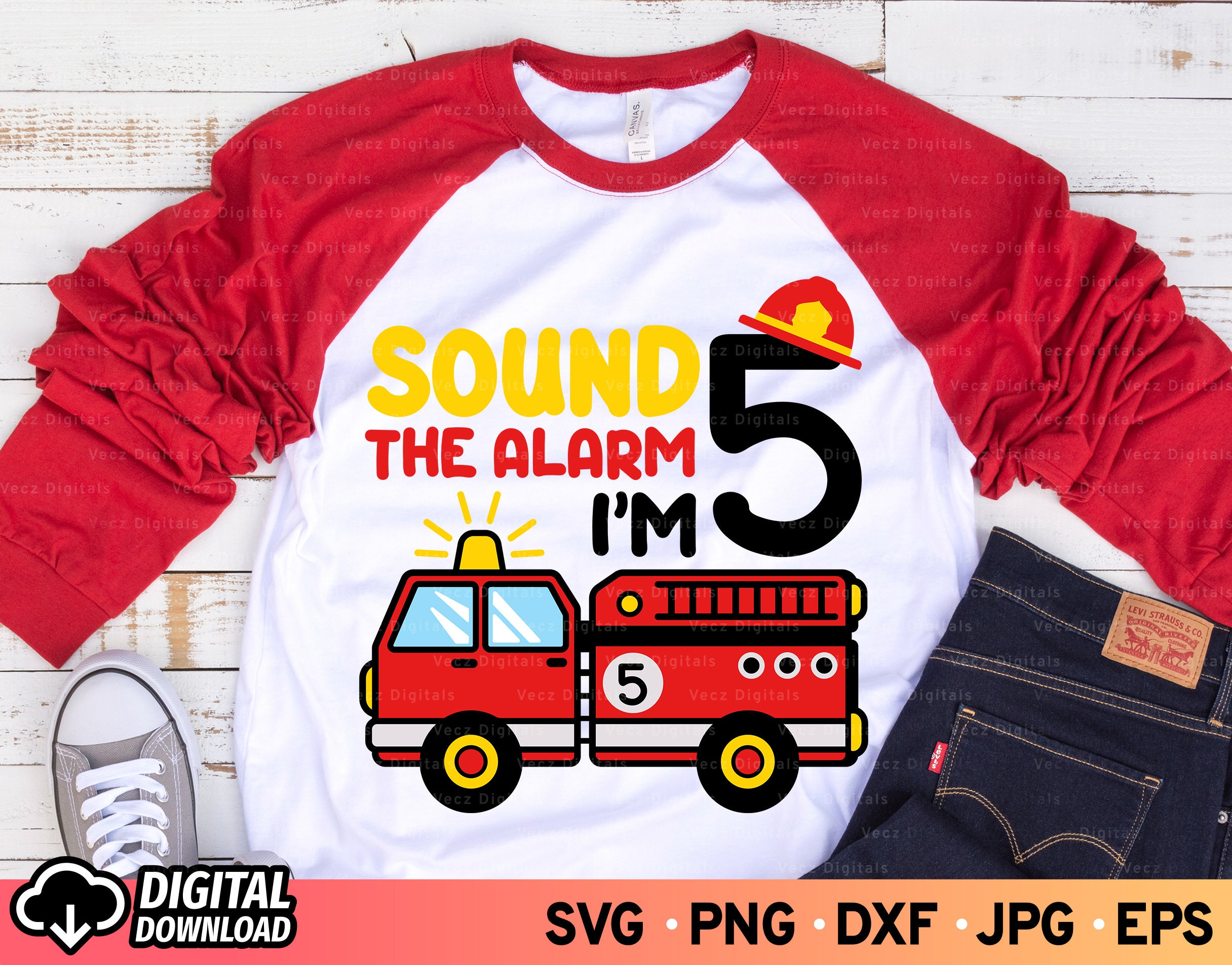 Sound the Alarm I'm 5 SVG Birthday 5th Birthday Boy Fire - Etsy
