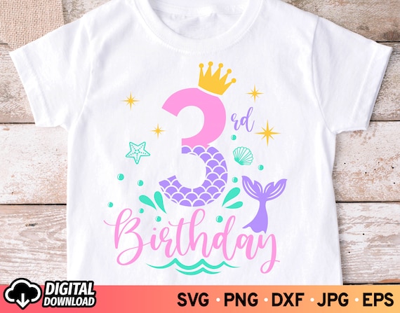 3rd Birthday Mermaid SVG Mermaid Tail SVG Mermaid Birthday | Etsy