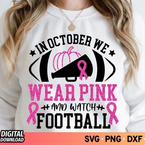 Pink Ribbon Football SVG: Breast Cancer Awareness Design (digital ...
