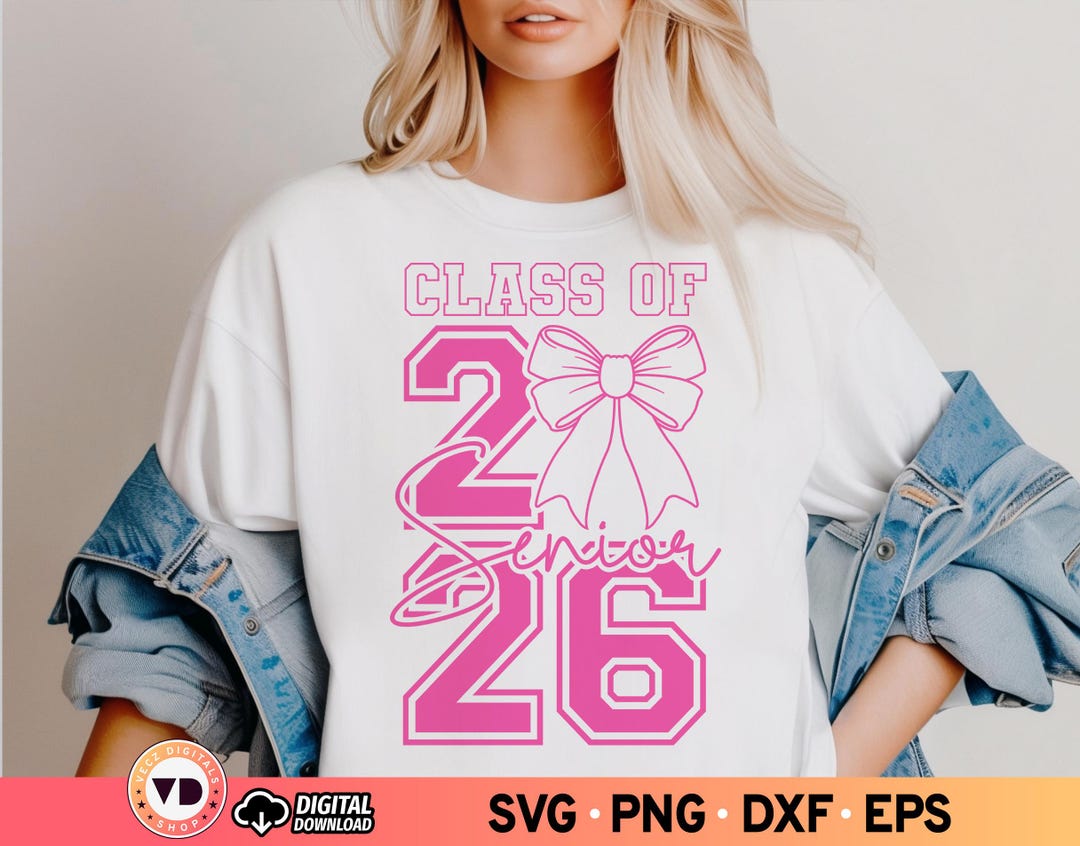 Coquette Senior 2026 SVG PNG: Pink Bow Graduation Design (digital ...